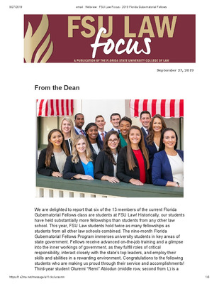 "FSU Law Focus - 09/27/2019" by FSU College of Law Office of Communications